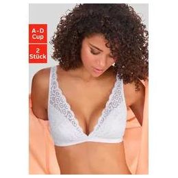 Bralette-BH Petite Fleur, Damen, Gr. 70, Cup D, wei&szlig; (2xwei&szlig;), Spitze, Obermaterial: 90% Polyamid, 10% Elasthan, BHs BH Spitzenw&auml;sche BH-Set Spitzen-BH Triangel-BH Bralette, ohne B&uuml;gel aus Spitze, Dessous