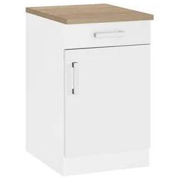 Unterschrank KOCHSTATION "KS-Gera", wei&szlig; (wei&szlig;, wei&szlig;), B:50cm H:85cm T:60cm, Holzwerkstoff, Schr&auml;nke, Unterschrank, Breite 50 cm