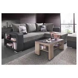 Ecksofa Collection AB "John L-Form, B: 226 cm", schwarz (schwarz, grau), B:226cm H:85cm T:160cm, Zierkissen: 100% Polyester;Struktur (100% Polyester);Kunstleder SOFTLUX / Struktur (80% Polyester; 20% Polyacryl);Microfaser PRIMABELLE (100% Polyester) / Struktur (100% Polyester), Sofas, Ecksofa, mit Bettfunktion, Bettkasten und integriertem Regal