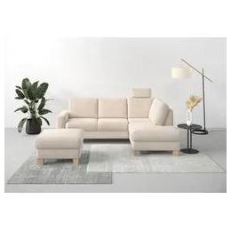 Ecksofa Home Affaire "Summer L-Form", beige (creme), B:236cm H:91cm T:170cm, 100% Polyester, Sofas, Ecksofa, mit Ottomane, wahlweise mit Bettfunktion und Bettkasten, Cord-Bezug