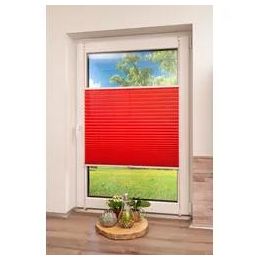 Plissee K-home "Klemmfix Pisa" Gr. 31, rot, B:60cm H:210cm, Obermaterial: 100% Polyester, Plissees, Crushed-Optik