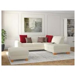 Sit & More Ecksofa SIT & MORE "Dundee L-Form", beige (creme), B:263cm H:86cm T:219cm, Sofas, Ecksofa, mit Federkern und Massivholzf&uuml;&szlig;en, wahlweise mit Kopfteilverstellung