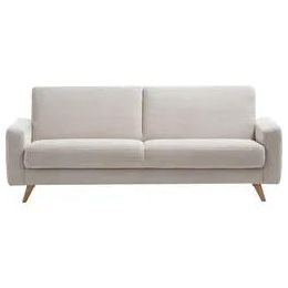 3-Sitzer exxpo - SOFA FASHION "Samso, elegant und bequem, aktueller Cord Bezug, Kippcouch", beige, B:222cm H:89cm T:93cm, 100% PES, Sofas, hochwertige Verarbeitung, Schlafsofa inkl. Bettfunktion und Bettkasten