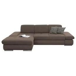 Ecksofa "SO4100 V", grau (taupe), B:284cm H:80cm T:190cm, SET ONE BY Musterring, Sofas, Ecksofa, mit verstellbaren Kopfteilen, wahlweise mit Funktionen, Cord-Bezug