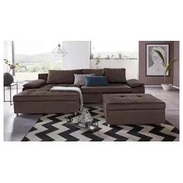 Ecksofa Home Affaire "Labene L-Form", braun (dunkelbraun), B:290cm H:82cm T:90cm, Struktur fein (95% Polyester, 5% Polyamid);Luxus-Microfaser ALTARA NUBUCK (100% Polyester);Kunstleder SOFTLUX / Struktur (100% Polyester);Struktur (100% Polyester);Flachgewebe (95% Polyester, 5% Polyamid), Sofas, Ecksofa, wahlweise mit Bettfunktion und Bettkasten, auch als XXL-Variante