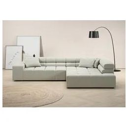 Ecksofa Home Affaire "Ancona incl. Kopfteilverstellung, Breite 319cm, L-Form", silber, B:319cm H:70cm T:215cm, Struktur (85% Polyester, 15% Viskose);Luxus-Microfaser weich (98% Polyester, 2% Nylon);Velours (100% Polyester), Sofas, Ecksofa, wahlweise motorische Sitztiefenverstellung, auch in Cord + Easy Care