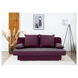 Schlafsofa Collection AB "Ulla, B: 186 cm, Liegel. 142x186 cm", lila (brombeer, grau), B:186cm H:94cm T:85cm, Primabelle-Microfaser (100% Polyester)/Struktur (100% Polyester);Zierkissen: Primabelle-Microfaser (100% Polyester)/Struktur (100% Polyester), Sofas, Schlafsofa, Bettfunktion, Bettkasten & 2 Wende-R&uuml;ckenkissen