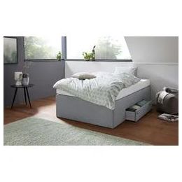 Boxspringbett, grau, B:120cm L:200cm, Bezug Bett: Feinstrukturstoff (77% Polyester, 23%Viskose) oder Microfaser (100% Polyester);Bonnellfederkernmatratze: 100%Polyester;Kaltschaummatratze: 100% Polyester, Bezug abnehm- und waschbar bis 60C, Westfalia Schlafkomfort, Komplettbetten, Boxspringbett, mit integrierter Schublade, frei im Raum stellbar