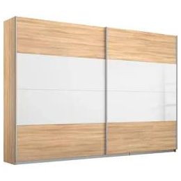 Schwebet&uuml;renschrank Rauch "Quadra Schlafzimmerschrank in vielen Breiten", braun (struktureichefarben hell, wei&szlig;glas), B:271cm H:230cm T:62cm, Holzwerkstoff, Schr&auml;nke, Schwebet&uuml;renschrank, Kleiderschrank Garderobenschrank Schrank mit Glaselementen