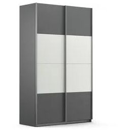 Schwebet&uuml;renschrank Rauch "Quadra Schlafzimmerschrank in vielen Breiten", grau (grau metallic, wei&szlig;glas), B:136cm H:230cm T:62cm, Holzwerkstoff, Schr&auml;nke, Schwebet&uuml;renschrank, Kleiderschrank Garderobenschrank Schrank mit Glaselementen
