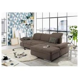 Ecksofa "SO4100 V", grau (taupe), B:284cm H:80cm T:190cm, SET ONE BY Musterring, Sofas, Ecksofa, mit verstellbaren Kopfteilen, wahlweise mit Funktionen, Cord-Bezug