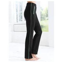 Homewearpants, Damen, Gr. 46, Normalgr&ouml;&szlig;en, schwarz (schwarz, mint), 100% Baumwolle, unifarben, lang, Hosen