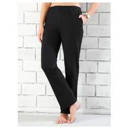 Homewearpants, Damen, Gr. 54, Normalgr&ouml;&szlig;en, schwarz, 100% Baumwolle, unifarben, lang, Hosen