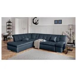 Ecksofa DOMO collection "Mona L-Form bequem und komfortabel, Breite 271cm, L-Form", blau (dunkelblau), B:271cm H:80cm T:213cm, Struktur fein 100% Polyester;Chenilleoptik 100% Polyester, Sofas, Ecksofa, wahlweise mit Bett- und Armlehnfunktion