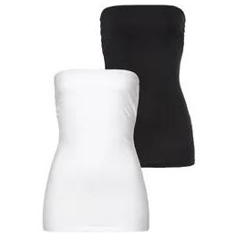 Bandeautop Laura Scott, Damen, Gr. 32 (XS), schwarz-wei&szlig; (wei&szlig;, schwarz), Jersey, Obermaterial: 95% Baumwolle, 5% Elasthan, unifarben, Basic, sehr figurbetont, Tops, tr&auml;gerlos und figurbetont