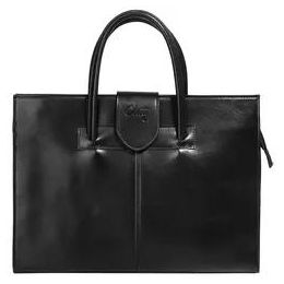 Henkeltasche CLUTY, Damen, Gr. B/H/T: 39cm x 29cm x 10cm onesize, schwarz, Leder, beschichtet, gl&auml;nzend, Taschen, echt Leder, Made in Italy