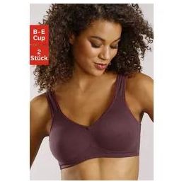 Soft-BH Petite Fleur, Damen, Gr. 75, Cup C, rot (bordeaux, wei&szlig;), Trikot, Obermaterial: 95% Baumwolle, 5% Elasthan, BHs Soft-BH, ohne B&uuml;gel, Baumwolle, Topseller