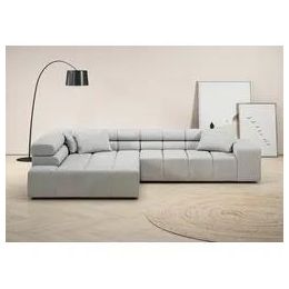 Ecksofa Home Affaire "Ancona incl. Kopfteilverstellung, Breite 319cm, L-Form", silber, B:319cm H:70cm T:215cm, Struktur (85% Polyester, 15% Viskose);Luxus-Microfaser weich (98% Polyester, 2% Nylon);Velours (100% Polyester), Sofas, Ecksofa, wahlweise motorische Sitztiefenverstellung, auch in Cord + Easy Care