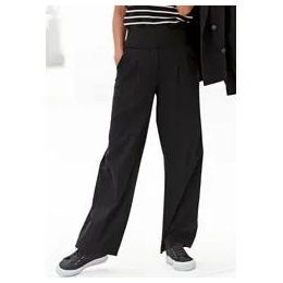 Palazzohose Lascana, Damen, Gr. 34, N-Gr, schwarz, Stoff, Obermaterial: 64% Polyester, 32% Viskose, 4% Elasthan, unifarben, figurumspielend lang, Hosen Palazzohose, im Business-Look, elegante Anzughose mit Taschen, Topseller