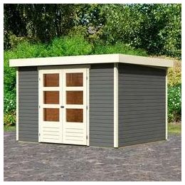 Gartenhaus Karibu "Arnis 5" anthrazit", grau (terragrau, elfenbeinfarben), ohne Fu&szlig;boden, ohne Dacheindeckung, Holzwerkstoff, Gartenh&auml;user, Gartenhaus, aus hochwertiger nordischer Fichte