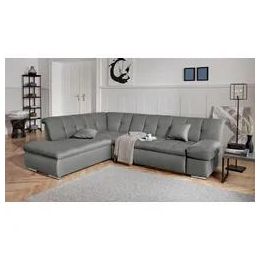 Ecksofa DOMO collection "Mona L-Form bequem und komfortabel, Breite 271cm, L-Form", grau (steel), B:271cm H:80cm T:213cm, Struktur fein 100% Polyester;Chenilleoptik 100% Polyester, Sofas, Ecksofa, wahlweise mit Bett- und Armlehnfunktion