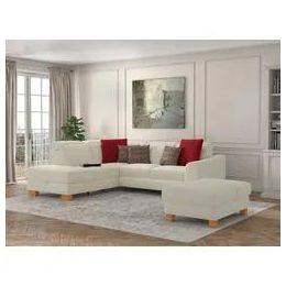 Sit & More Ecksofa SIT & MORE "Dundee L-Form", beige (creme), B:263cm H:86cm T:219cm, Sofas, Ecksofa, mit Federkern und Massivholzf&uuml;&szlig;en, wahlweise mit Kopfteilverstellung