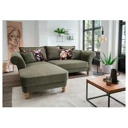Ecksofa Home Affaire "Tassilo Mega Polsterecke mit Kaltschaum im Sitz, bequem, L-Form", gr&uuml;n (dunkelgr&uuml;n), B:262cm H:95cm T:198cm, 100% Polyester, Sofas, Ecksofa, hoher Sitzkomfort, Breite 262cm, Komfortsitzh&ouml;he 48cm, zeitlos elegant