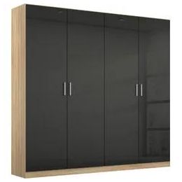 Dreht&uuml;renschrank Rauch "Kleiderschrank Schrank Garderobe Schlafzimmerschrank CELLE", grau (eiche sonoma, hochglanz effektgrau, griffe alu), B:181cm H:197cm T:54cm, Holzwerkstoff, Schr&auml;nke, Dreht&uuml;renschrank, in 4 Breiten und 2 H&ouml;hen, optional mit Schubk&auml;sten MADE IN GERMANY