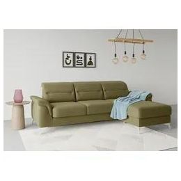 Sit & More Ecksofa SIT & MORE "Sinatra L-Form", gr&uuml;n (olive), B:258cm H:85cm T:170cm, 98% Polyester, 2% Polyamid, Sofas, Ecksofa, mit Recamiere, optinal mit Kopfteilverstellung und Armteilfunktion