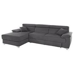 Ecksofa DOMO collection "Mira, inklusive Kopfteilverstellung f&uuml;r mehr Wohlf&uuml;hlkomfort, L-Form", braun (espresso), B:271cm H:78cm T:167cm, Zierkissen: Entsprechend jeweiligem Bezug.;Struktur (100% Polyester);Struktur fein (100% Polyester);Luxus-Microfaser (92% Polyester, 8% Nylon), Sofas, Ecksofa, wahlweise mit Bettfunktion und Bettkasten, elegant und modern