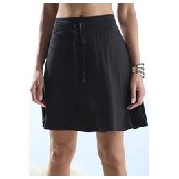 Beach Time Jerseyrock BEACHTIME, Damen, Gr. 46, schwarz, Jersey, Obermaterial: 95% Viskose, 5% Elasthan, unifarben, figurumspielend kniefrei, R&ouml;cke, knielang, Strandrock mit elastischem Smokeinsatz