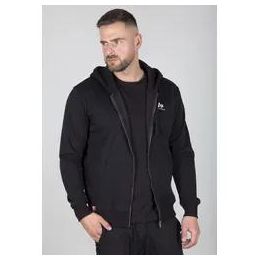Kapuzensweatjacke Alpha Industries "Basic Zip Hoody SL", Damen, Gr. M, schwarz, angeraute Sweatware, Obermaterial: 80% Baumwolle, 20% Polyester, bedruckt, normal normal, Rundhals, Rippb&uuml;ndchen, Sweatjacken, Baumwollmischung, regular fit