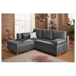 Ecksofa Home Affaire "Italia L-Form, B: 217 cm", grau (anthrazit), B:217cm H:80cm T:182cm, Struktur fein (100% Polyester);Microfaser PRIMABELLE(100% Polyester);Samtoptik (100% Polyester), Sofas, Ecksofa, Bettfunktion, Bettkasten & 1 Zierkissen, Federkern