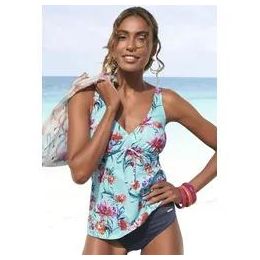 B&uuml;gel-Tankini-Top Sunseeker "Modern", Damen, Gr. 36, Cup B, blau (hellblau, bedruckt), Polyamid, bedruckt, floral, Bikini-Oberteile, mit Blumendruck