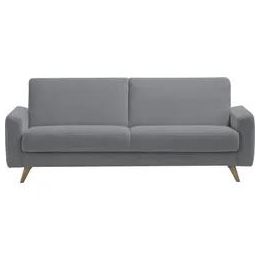 3-Sitzer exxpo - SOFA FASHION "Samso, elegant und bequem, aktueller Cord Bezug, Kippcouch", grau, B:222cm H:89cm T:93cm, 100% PES, Sofas, hochwertige Verarbeitung, Schlafsofa inkl. Bettfunktion und Bettkasten