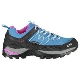 Wanderschuh CMP "Wmns Rigel Low Waterproof", Damen, Gr. 37, blau (aquablau, pink), Leder, Synthetik, Textil, Schuhe Wanderschuh, wasserdicht, Topseller