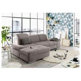 Ecksofa "SO4100 V", grau (steelgrau), B:284cm H:80cm T:190cm, SET ONE BY Musterring, Sofas, Ecksofa, mit verstellbaren Kopfteilen, wahlweise mit Funktionen, Cord-Bezug