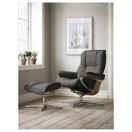 Relaxsessel stressless "Mayfair", grau (rock paloma), B:83cm H:102cm T:74cm, Leder PALOMA: PALOMA ist ein durchgef&auml;rbtes Semianilin-M&ouml;belleder mit nat&uuml;rlicher Narbung., Sessel, Relaxsessel, mit Hocker, mit Cross Base, Gr&ouml;&szlig;e S, M & L, Holzakzent Eiche