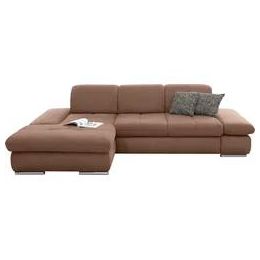 Ecksofa "SO4100 V", braun, B:284cm H:80cm T:190cm, SET ONE BY Musterring, Sofas, Ecksofa, mit verstellbaren Kopfteilen, wahlweise mit Funktionen, Cord-Bezug