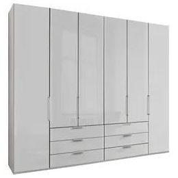 Faltt&uuml;renschrank Wiemann "Monaco, Kleiderschrank, Schrank, W&auml;scheschrank, mit edler Glasfront", wei&szlig; (wei&szlig;, glas wei&szlig;), B:246,9cm H:216cm T:58cm, Floatglas, Holzwerkstoff, Schr&auml;nke, Kleiderschrank Dreht&uuml;renschrank, inkl. gep&auml;mpften Schubk&auml;sten und T&uuml;ren, mit Panorama&ouml;ffnung