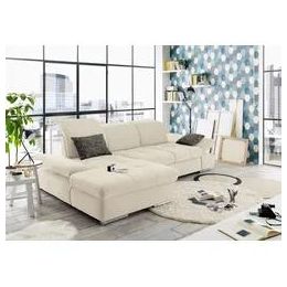 Ecksofa "SO4100 V", beige (creme), B:284cm H:80cm T:190cm, SET ONE BY Musterring, Sofas, Ecksofa, mit verstellbaren Kopfteilen, wahlweise mit Funktionen, Cord-Bezug