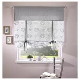 Gardine OTTO HOME "Louis" Gr. 5, grau, B:140cm H:140cm, Baumwolle (Bio-Baumwolle), Gardinen, Gardine, halbtransparent, einseitig bedruckt