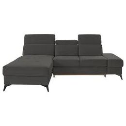 Ecksofa Home Affaire "Cardiz L-Form", grau (anthrazit), B:246cm H:83cm T:173cm, Webstoff (100% Polyester);Luxus-Microfaser Paris (90% Polyester/10% Polyamid);Struktur fein (100% Polyester);Samtoptik (100% Polyester), Sofas, Ecksofa, inkl.Kopfteilverstellung und Federkern wahlweise mit Bettfunktion