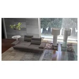 3,5-Sitzer Calia italia "Toby Wing, 228 cm breit, Designsofa mit erstklassigem Sitzkomfort", grau (tortora quebec), B:228cm H:90cm T:113cm, Synthetische Faser (100% Polyester), Sofas, inklusive Sitztiefenverstellung, F&uuml;&szlig;e in Chrom gl&auml;nzend