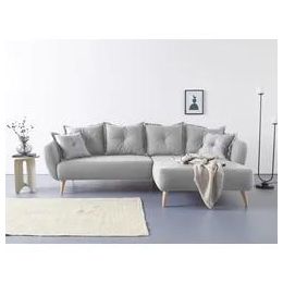 Ecksofa Home Affaire "Baggio formsch&ouml;ne Polsterecke, bequem, Breite 277cm, L-Form", grau, B:277cm H:80cm T:162cm, Sofas, Ecksofa, Zierkissen inklusive