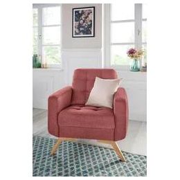 Sessel exxpo - SOFA FASHION "Fiord, Loungesessel", orange (koralle), B:81cm H:87cm T:78cm, Webvelours (100% Polyester);Vintage (100% Polyester), Sessel, Sessel, aktuelles Design, tolle Detailverarbeitung im Sitz und R&uuml;cken