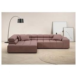 Ecksofa Home Affaire "Ancona incl. Kopfteilverstellung, Breite 319cm, L-Form", rosa (altrosa), B:319cm H:70cm T:215cm, Struktur (85% Polyester, 15% Viskose);Luxus-Microfaser weich (98% Polyester, 2% Nylon);Velours (100% Polyester), Sofas, Ecksofa, wahlweise motorische Sitztiefenverstellung, auch in Cord + Easy Care