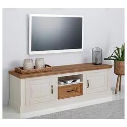 Lowboard OTTO HOME "Selma", wei&szlig; (wei&szlig;, gebeizt), B:160cm H:50cm T:45cm, MDF, Massivholz, Sideboards, Lowboard, TV-Kommode, Breite 160 cm, 1 Schubkasten, 2 T&uuml;ren