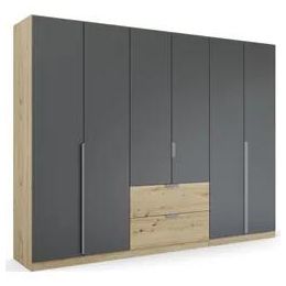 Dreht&uuml;renschrank Rauch "Kleiderschrank Schrank Garderobe Ankleide DARK&WOOD BY QUADRA SPIN", braun (eiche artisan, grau metallic), B:271cm H:210cm T:54cm, Holzwerkstoff, Schr&auml;nke, Dreht&uuml;renschrank, im Industrial Style mit Metallgriffstangen