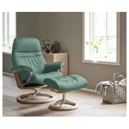 Fu&szlig;hocker stressless "Sunrise", gr&uuml;n (aqua gr&uuml;n paloma), B:57cm H:42cm T:40cm, Leder BATICK: BATICK ist ein leicht korrigiertes, durchgef&auml;rbtes und genarbtes M&ouml;belleder, bei dem die meisten Unebenheiten und Spuren in der Regel entfernt wurden.;Leder PALOMA: PALOMA ist ein durchgef&auml;rbtes Semianilin-M&ouml;belleder mit nat&uuml;rlicher Narbung.;ROHLEDER Stoff Q2 FARON: Ein fester zuverl&auml;ssiger Boucl&eacute; mit eine